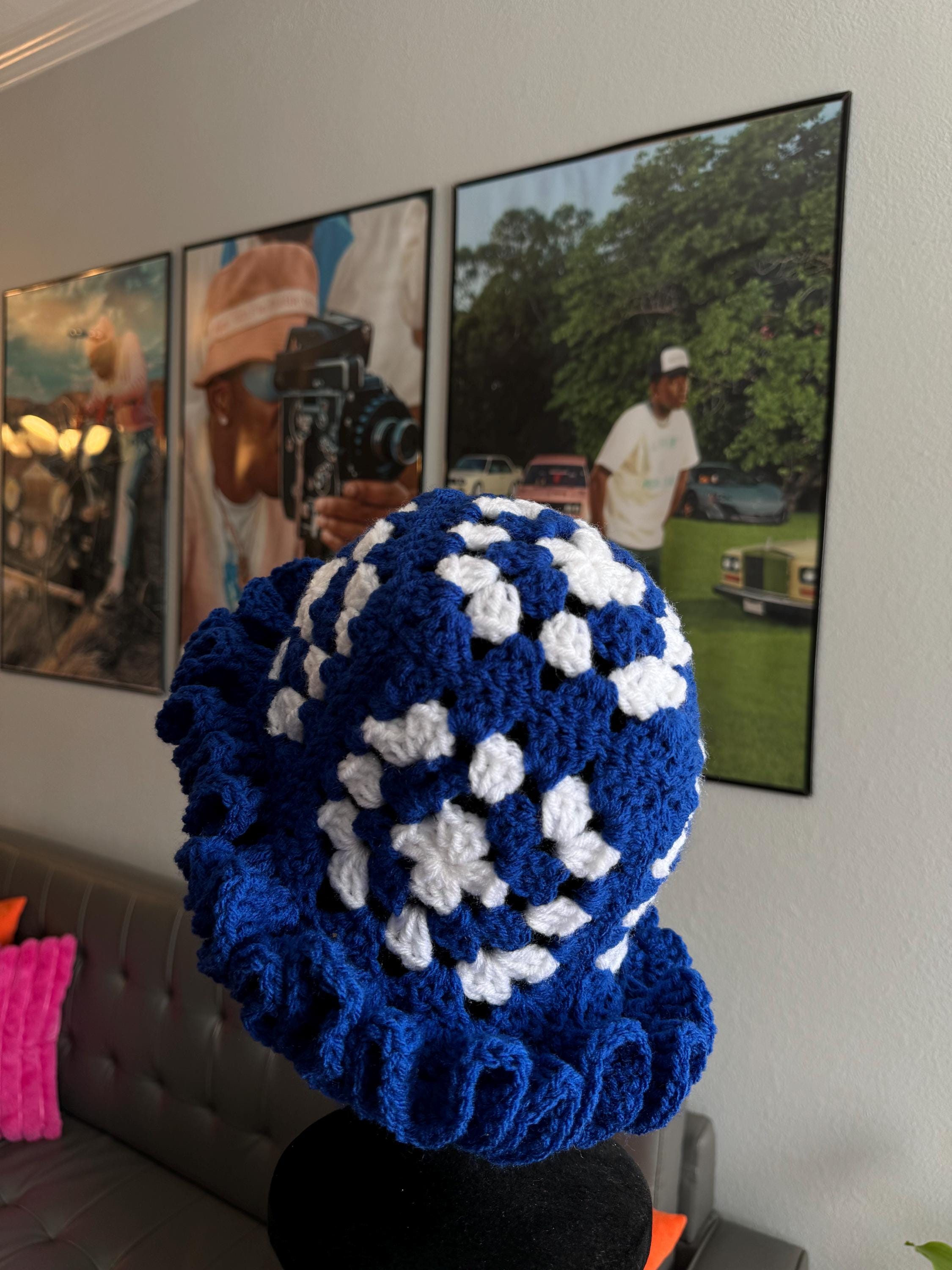 Granny Square Crochet Ruffle Hat - Etsy