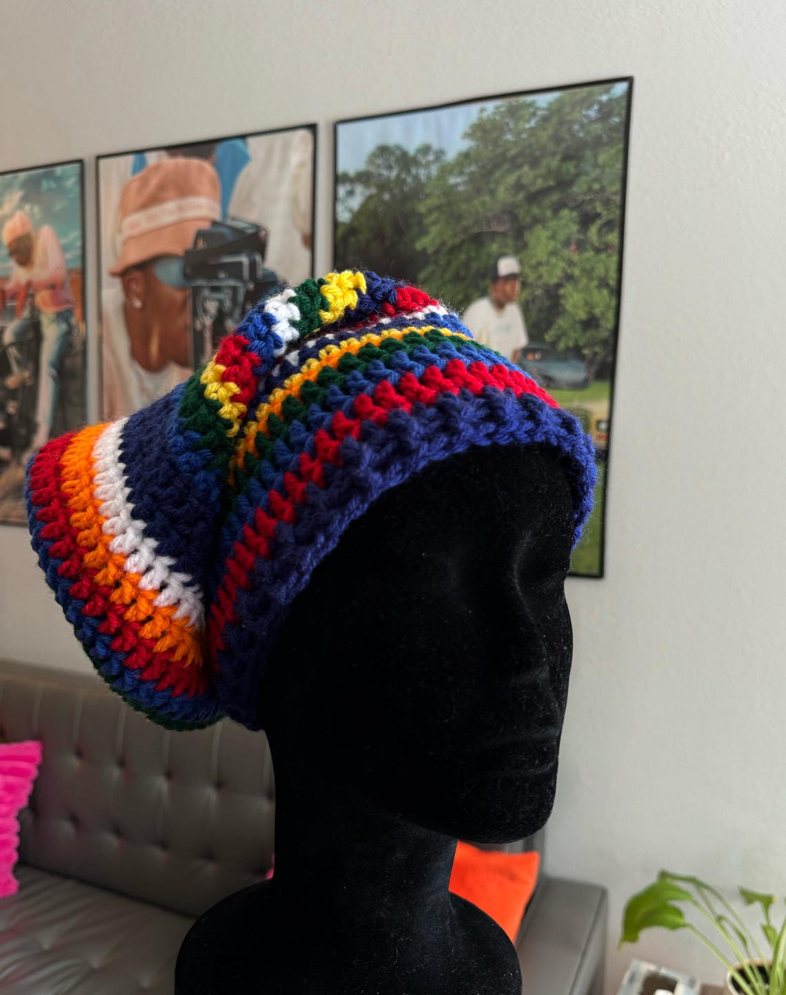 Multi Colored Slouchy/ Flop Over Beanie - Etsy