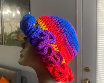 Crochet Rainbow Ruffle Hat - Etsy