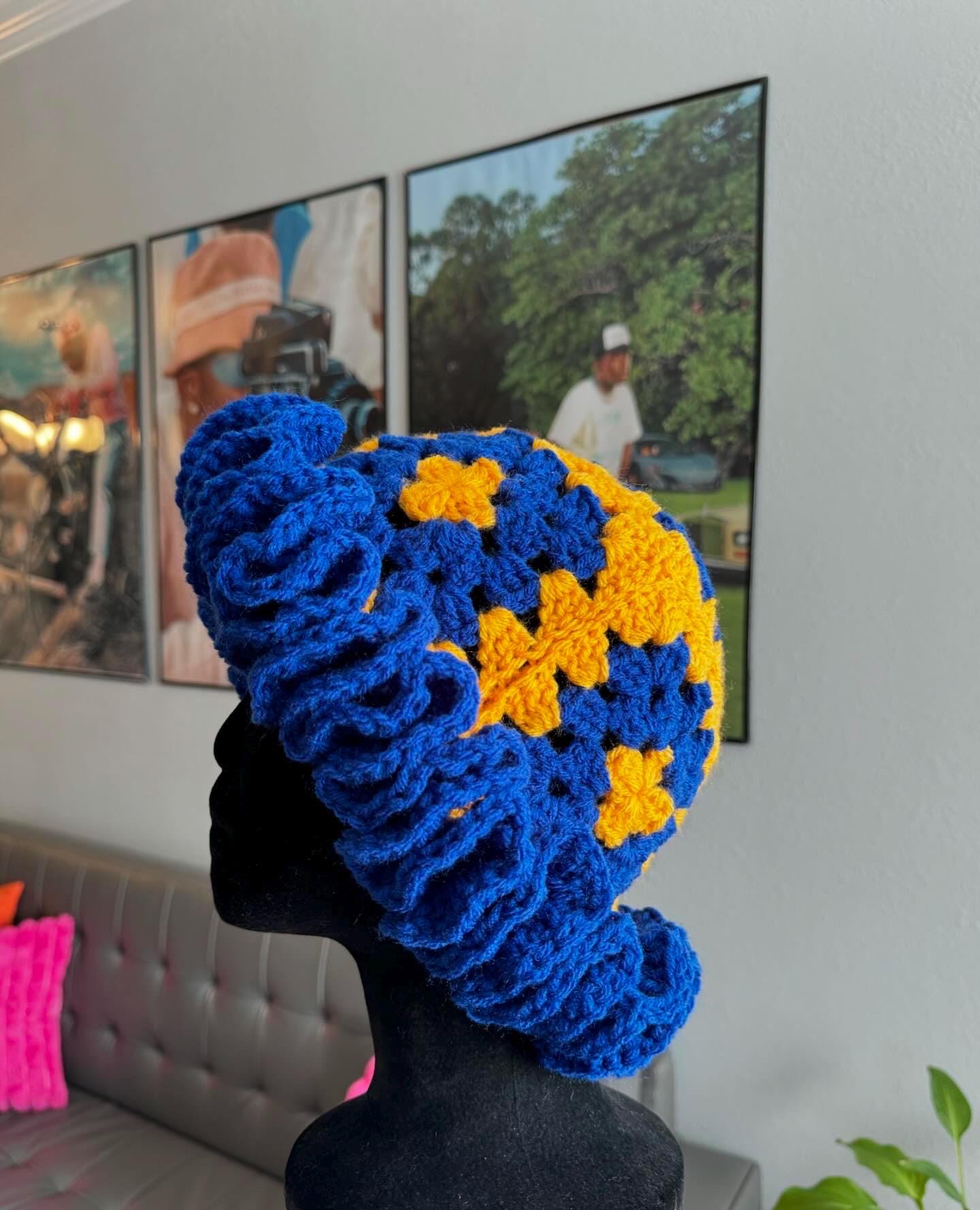 Granny Square Crochet Ruffle Hat - Etsy