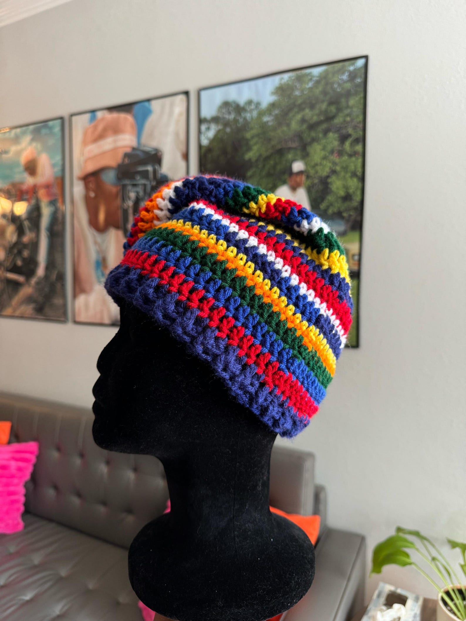 Multi Colored Slouchy/ Flop Over Beanie - Etsy