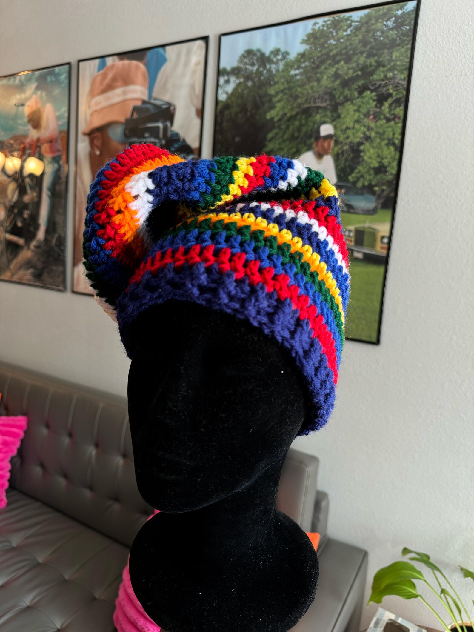 Multi Colored Slouchy/ Flop Over Beanie - Etsy