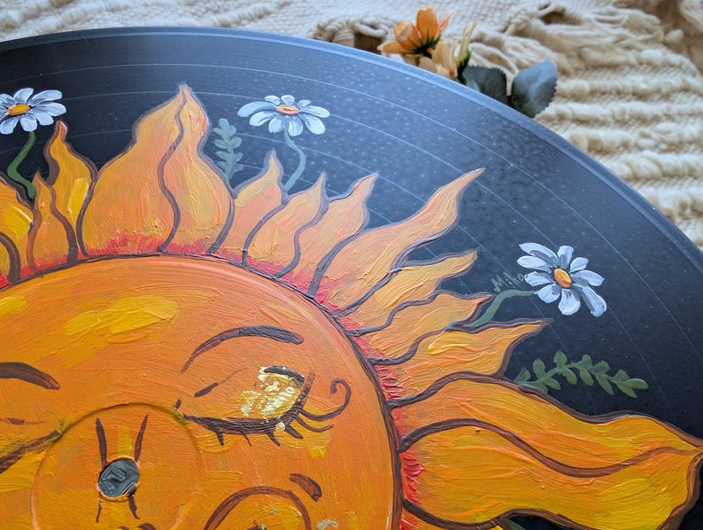 Sun Painted on Vinyl Record Positive and Warm Wall Decor - Etsy