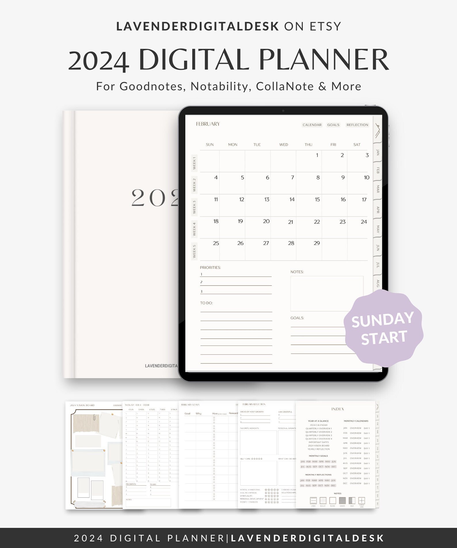 2024 Digital Planner Minimalist Planner Goodnotes Digital Planner ...