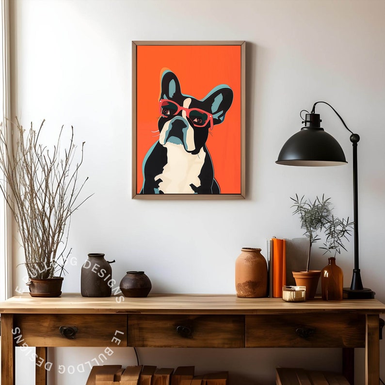 Pop Art French Bulldog With Glasses Art Print, Frenchie Art, Cute Gifts ...