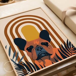 French Bulldog Art Print, Boho MCM Frenchie Wall Art, French Bulldog ...
