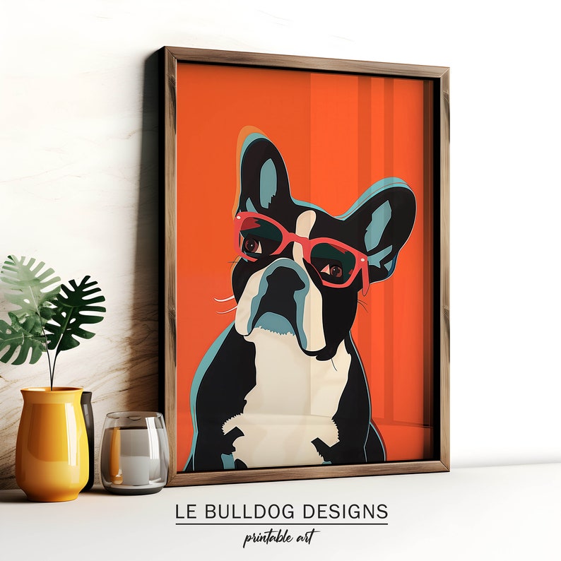 Pop Art French Bulldog With Glasses Art Print, Frenchie Art, Cute Gifts ...