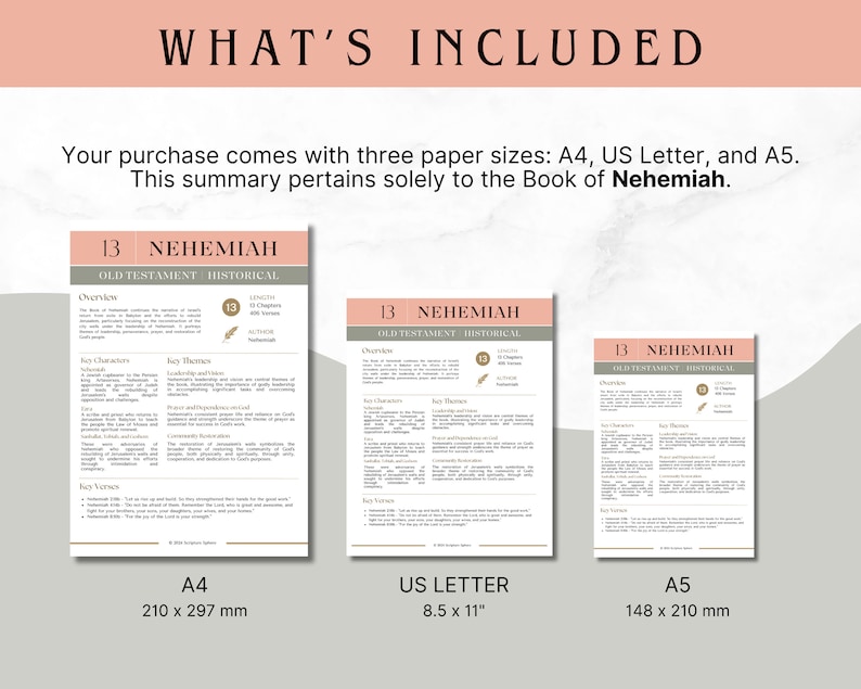 Nehemiah Bible Summary Printable Sheet Old Testament Summary Christian ...