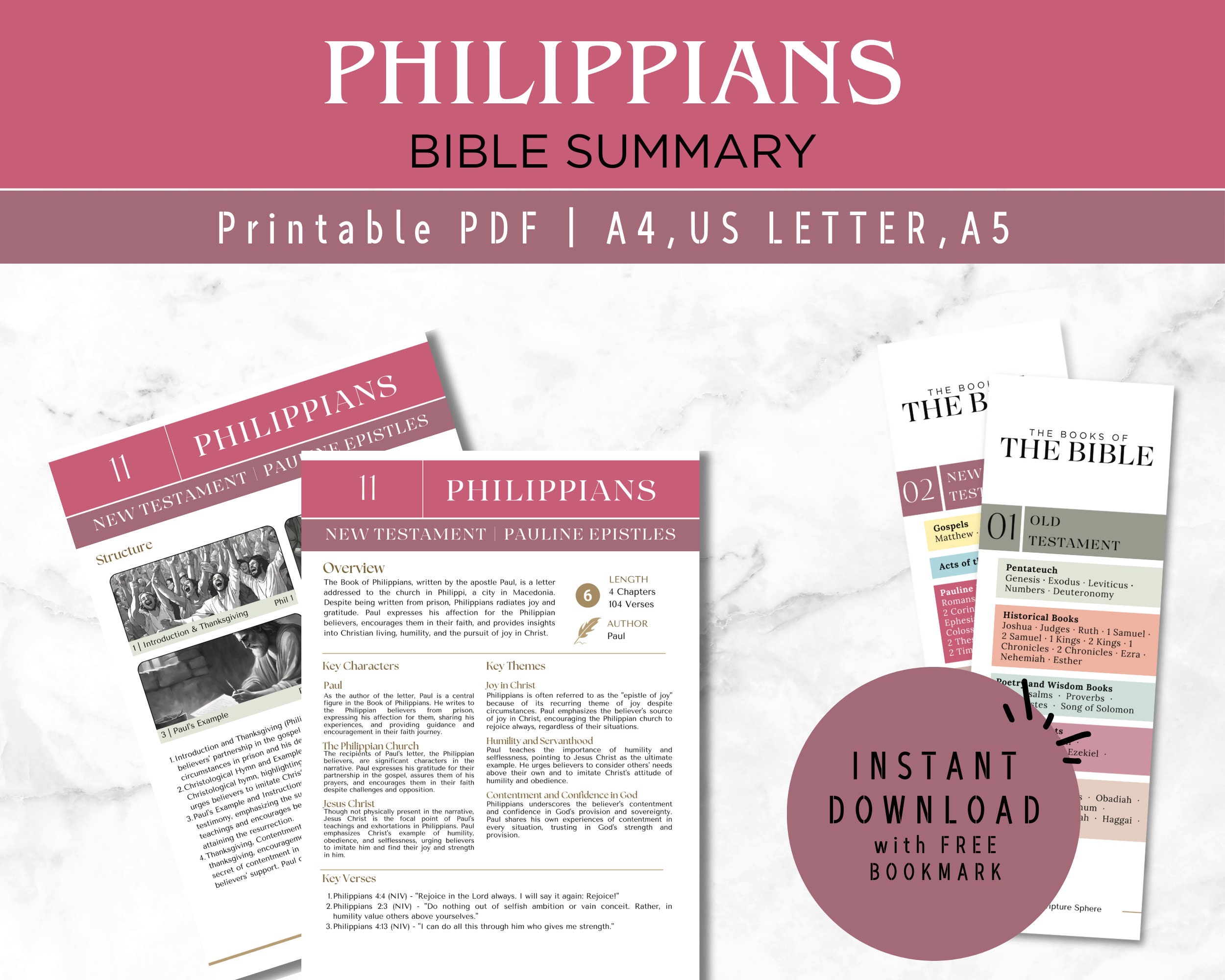 Philippians Bible Study Cheat Sheet: Christian Summary & Bookmark ...