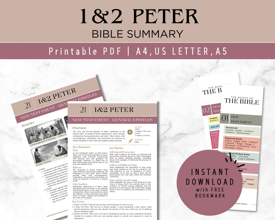 Peter Bible Study Printable Cheat Sheet | Bible Summary | Christian ...