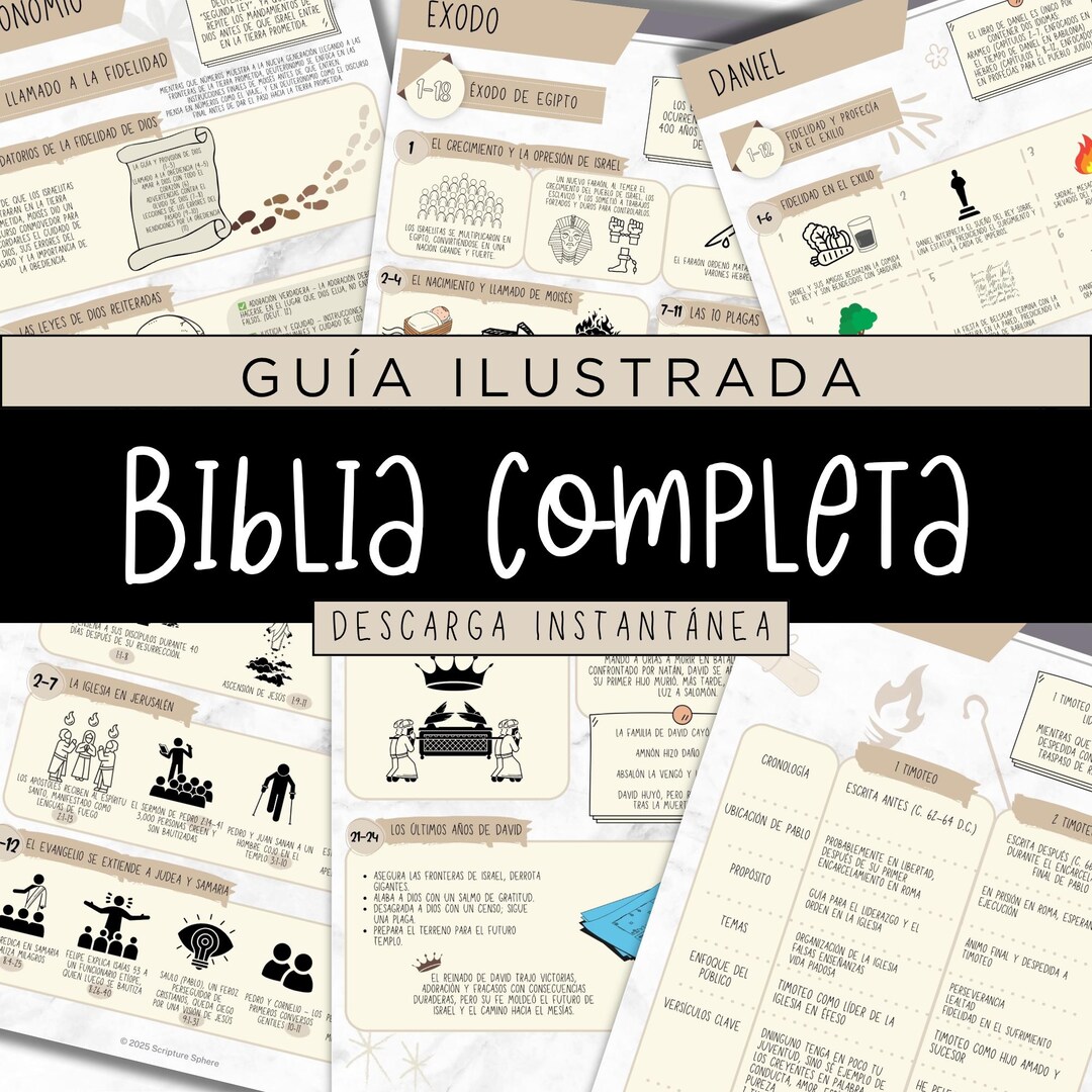 Spanish Bible Overview Cheat Sheet PDF – Illustrated Study Guide for 66 ...