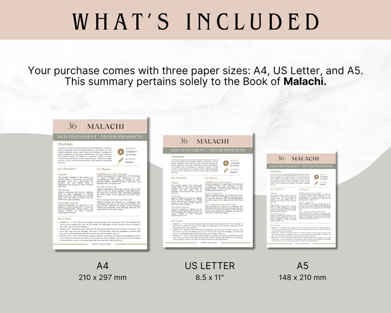 Malachi Bible Summary Printable Sheet | Old Testament Summary ...