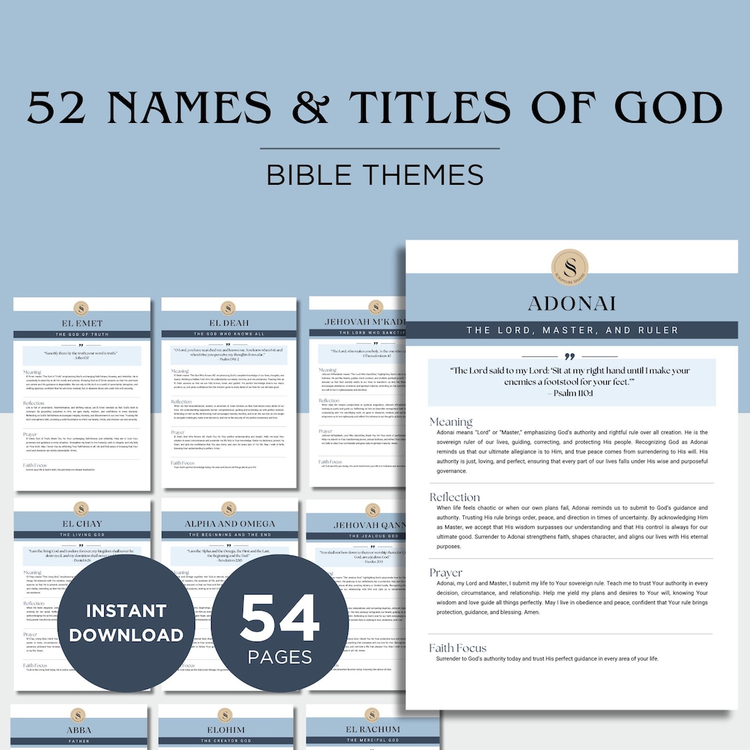 52 Names and Titles of God Bible Study Guide | Printable PDF | Meaning ...