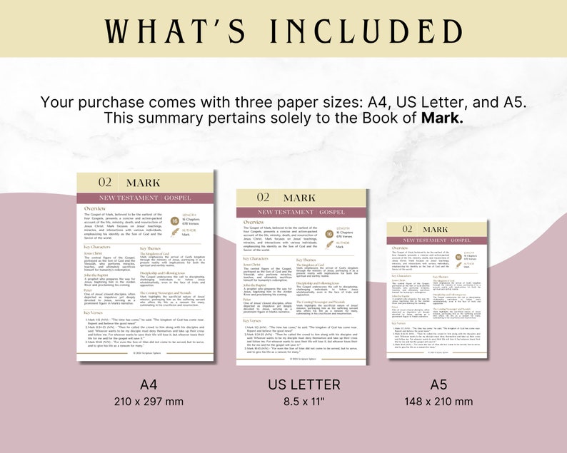 Mark Bible Study Printable Cheat Sheet | New Testament Summary ...
