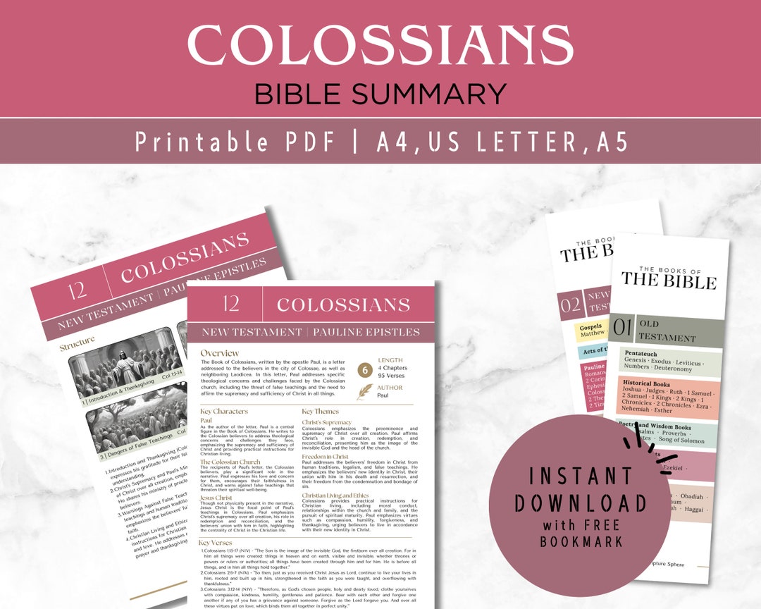 Colossians Bible Study Printable Cheat Sheet Bible Summary Christian ...