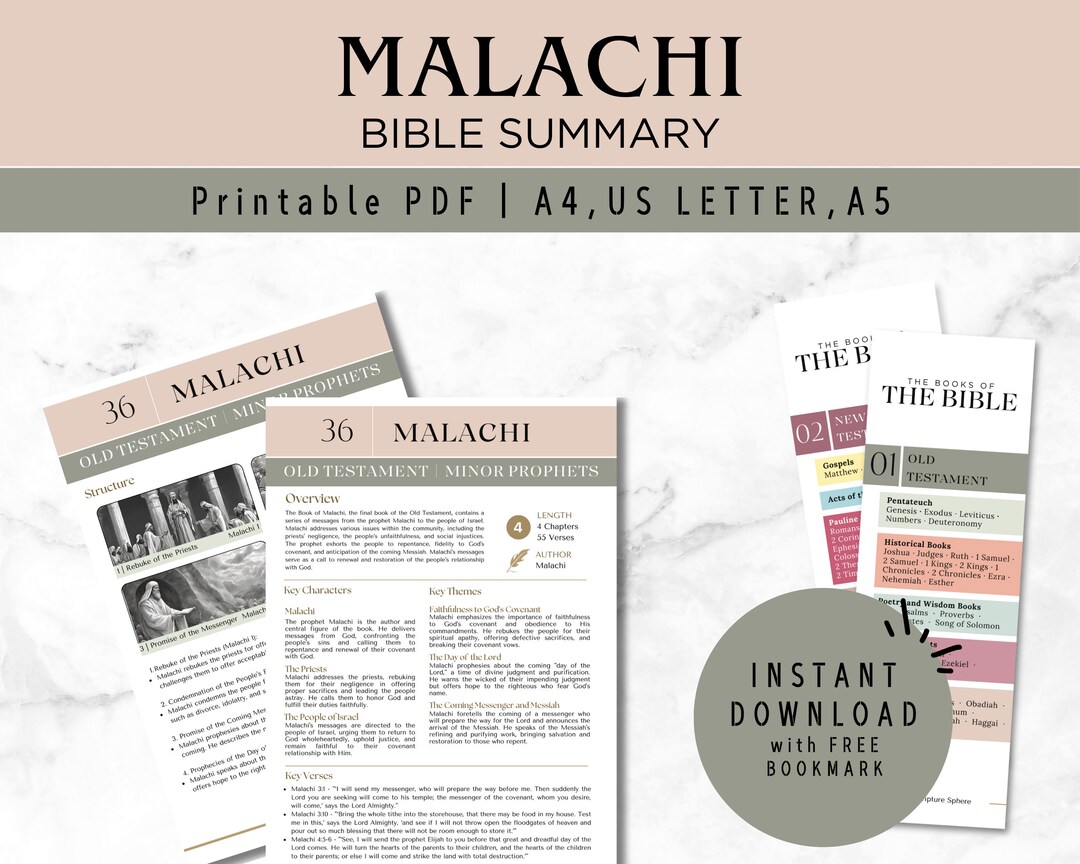 Malachi Bible Summary Printable Sheet | Old Testament Summary ...