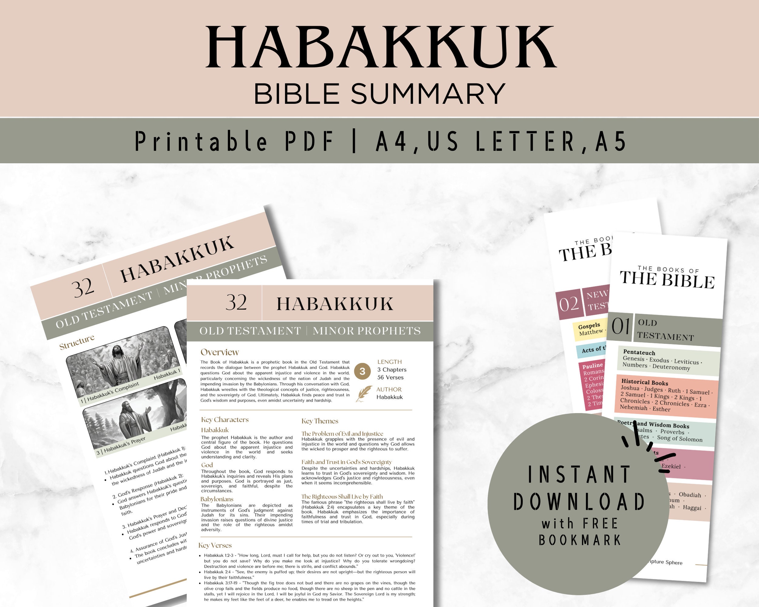 Habakkuk Bible Summary Printable Sheet | Old Testament Summary ...