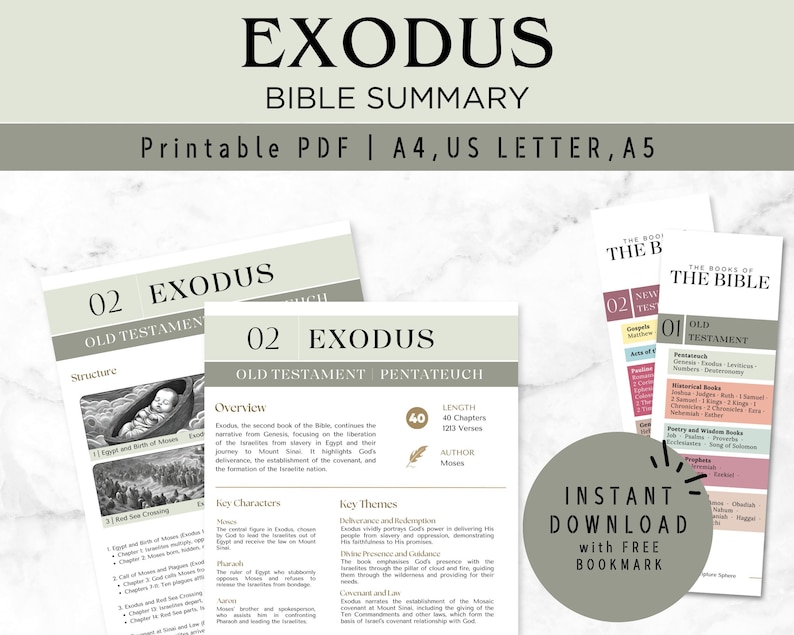 Exodus Bible Study Printable Cheat Sheet | Old Testament Summary ...