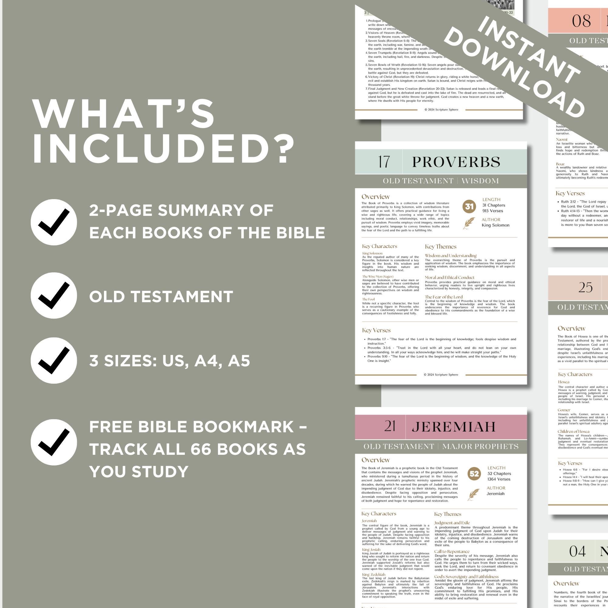 Old Testament Bible Study Guide PDF | 39 Books Bible Summary Printable ...