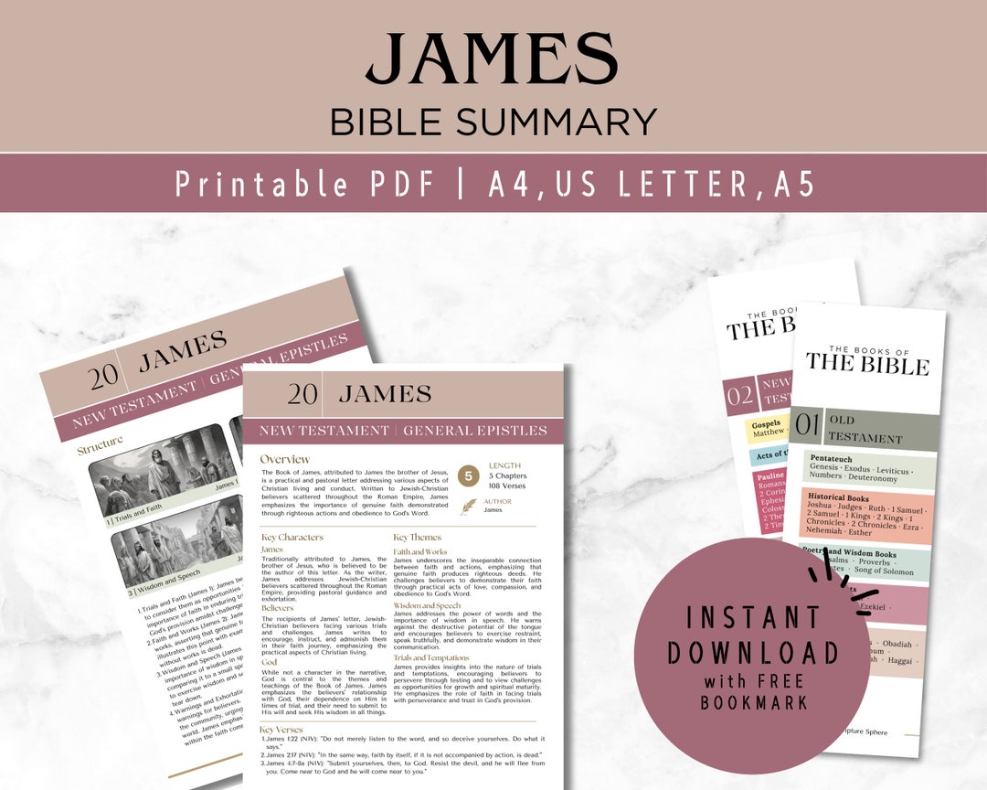 James Bible Study Printable Cheat Sheet | Bible Summary | Christian ...