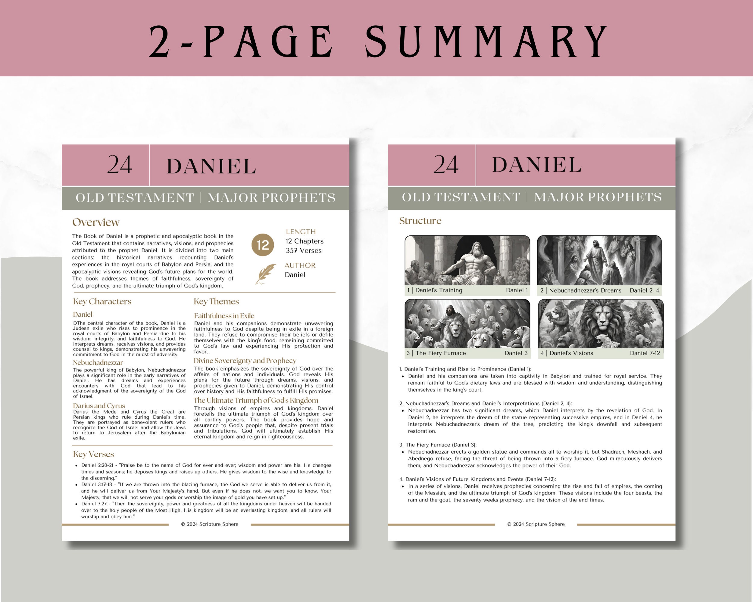 Daniel Bible Summary Printable Sheet | Old Testament Summary ...