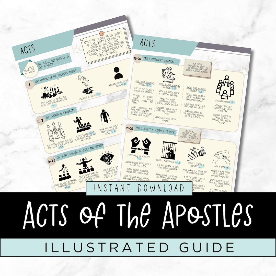 Illustrated Book of Acts Bible Study Cheat Sheet | Bible Made Simple ...