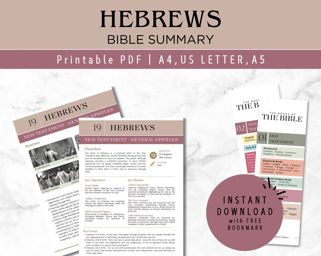 Hebrews Bible Study Printable Cheat Sheet Bible Summary Christian ...