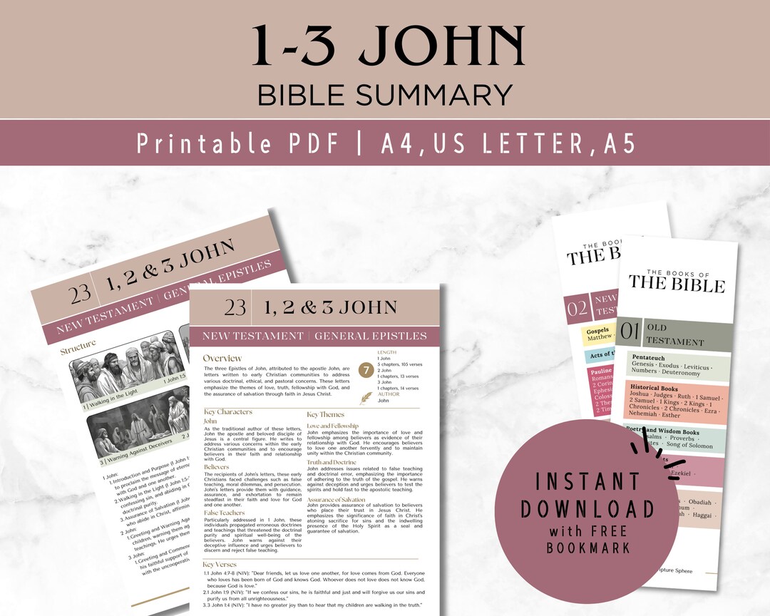 1-3 John Bible Study Printable Cheat Sheet | Bible Summary | Christian ...