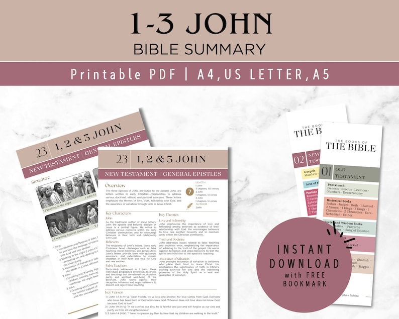 1-3 John Bible Study Printable Cheat Sheet | Bible Summary | Christian ...