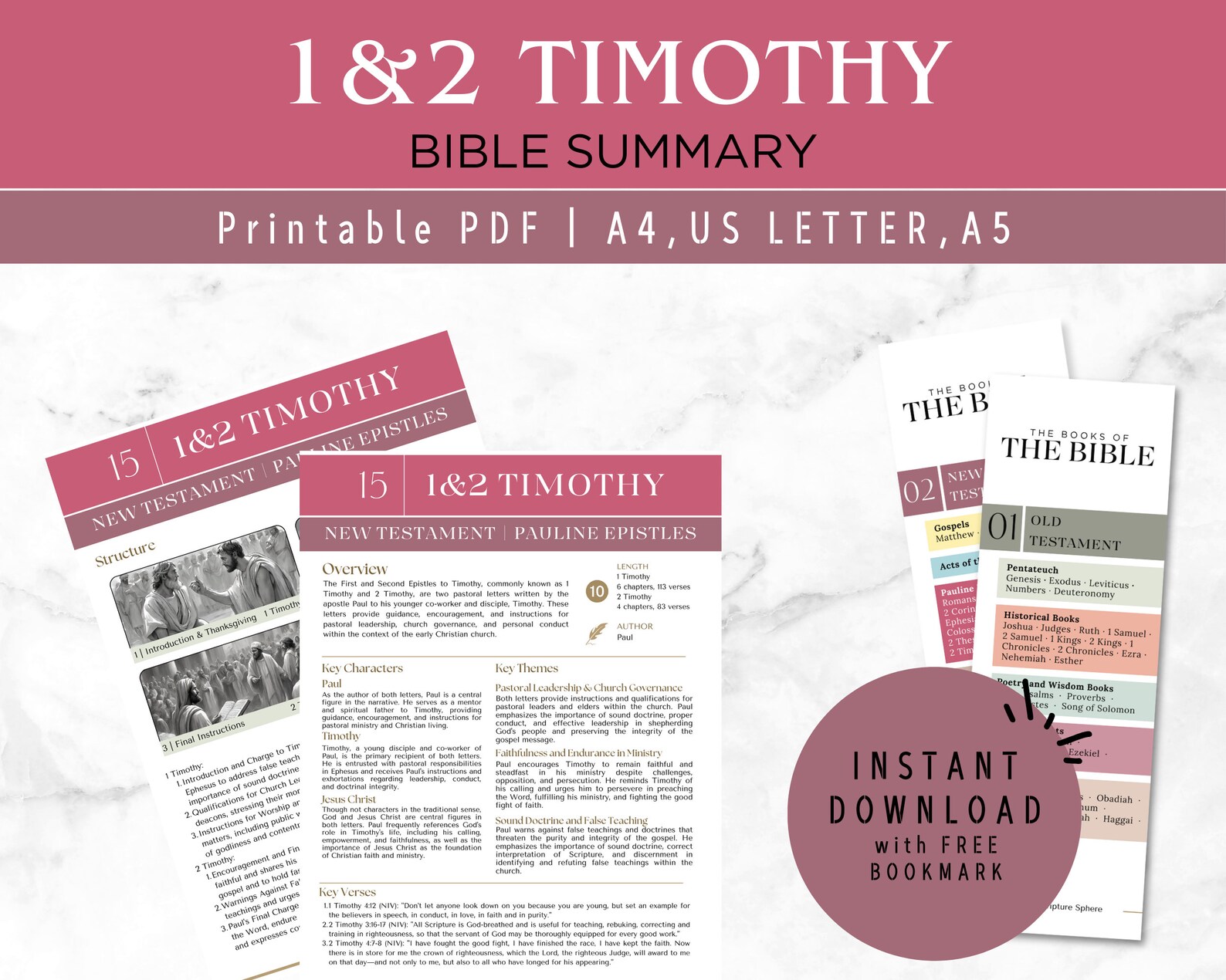 Timothy Bible Study Printable Cheat Sheet Bible Summary Christian ...