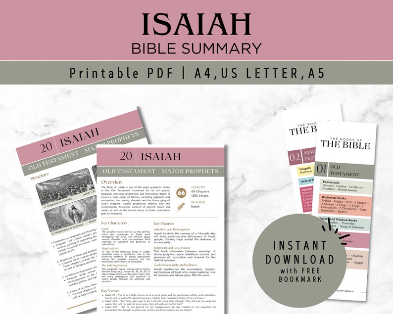 Isaiah Bible Summary Printable Sheet | Old Testament Summary ...