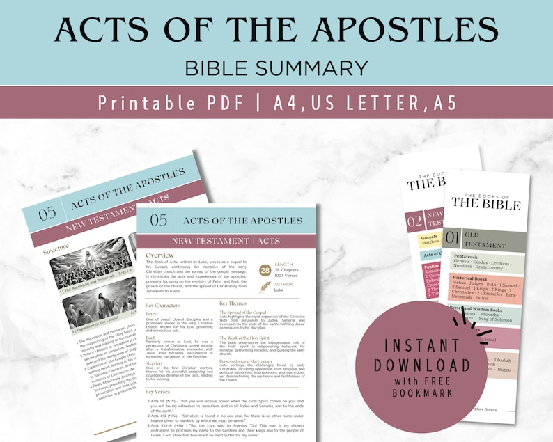 Acts of the Apostles Bible Study Cheat Sheet (digital Download) - Etsy