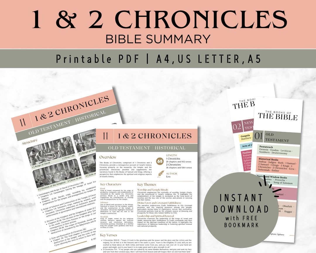 1-2 Chronicles Bible Summary Printable Sheet | Old Testament Summary ...