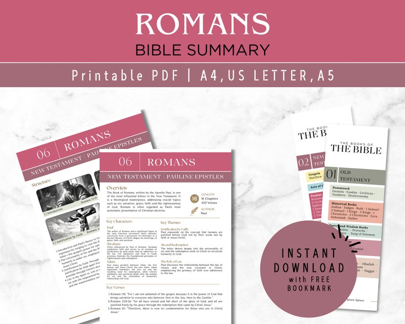 Romans Bible Study Printable Cheat Sheet | Bible Summary | Christian ...