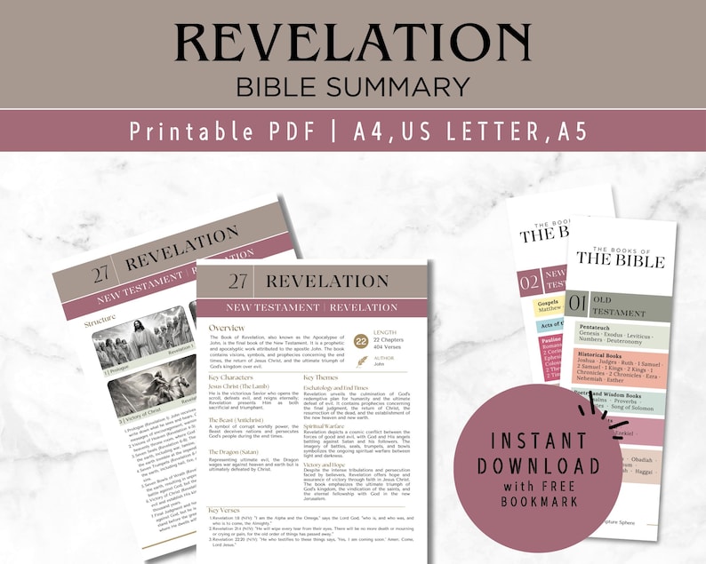 Book of Revelation Bible Study Guide | Printable Cheat Sheet & Bookmark ...