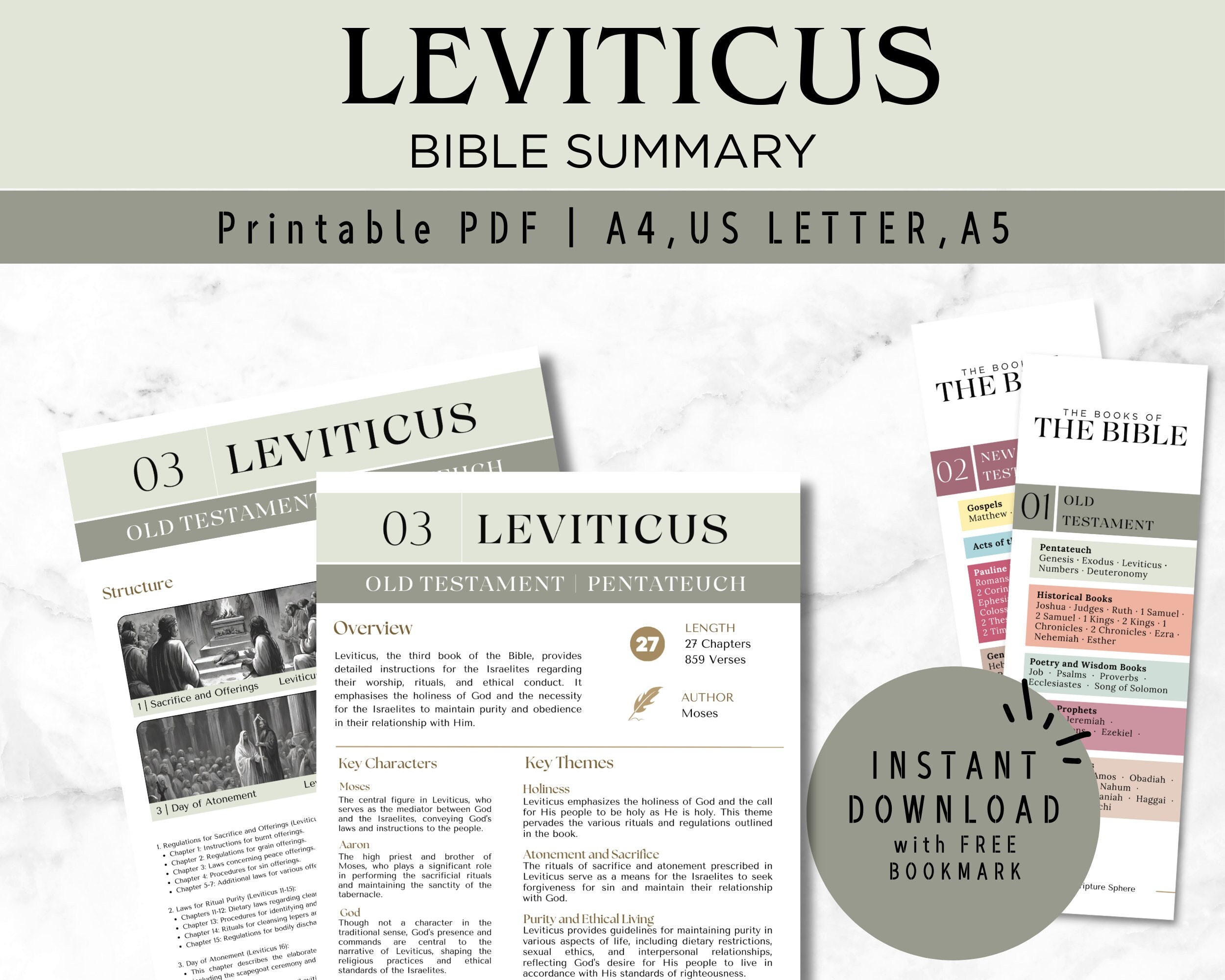 Leviticus Bible Study Cheat Sheet: Old Testament Summary (digital ...