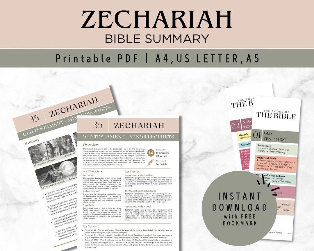 Zechariah Bible Summary Printable Sheet Old Testament Summary Christian ...