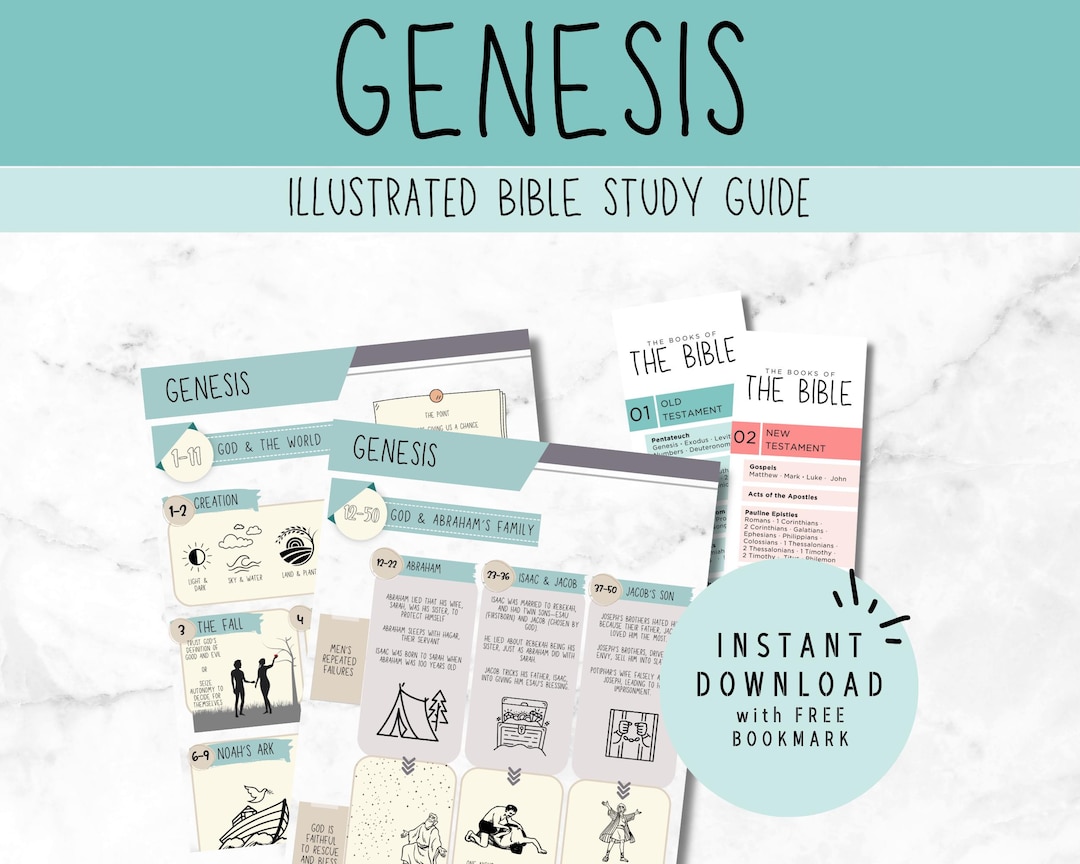 Genesis Illustrated Bible Study Guide | Bible Study Cheat Sheet | Old ...