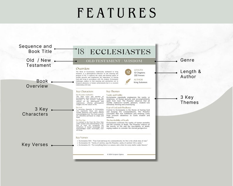 Hoja imprimible del resumen de la Biblia del Eclesiastés, Resumen del ...