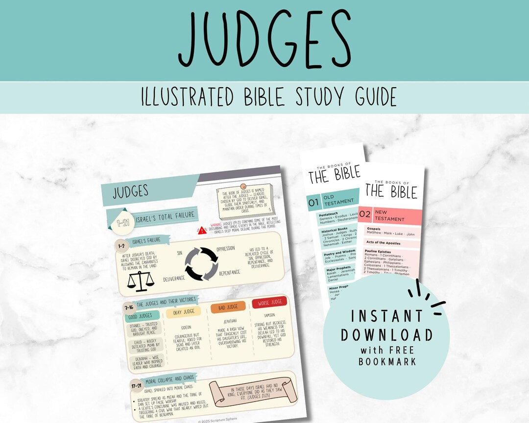 Judges Illustrated Bible Study Guide | Bible Study Cheat Sheet | Old ...