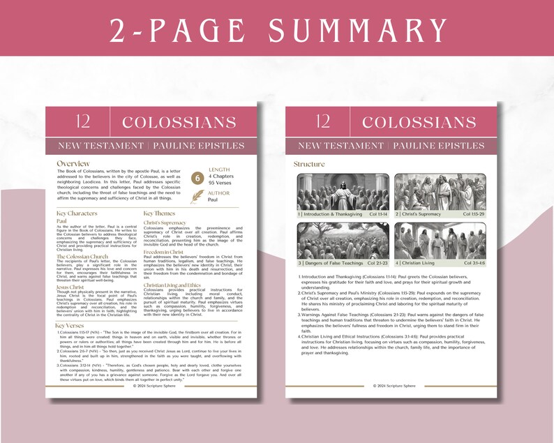 Colossians Bible Study Printable Cheat Sheet | Bible Summary ...