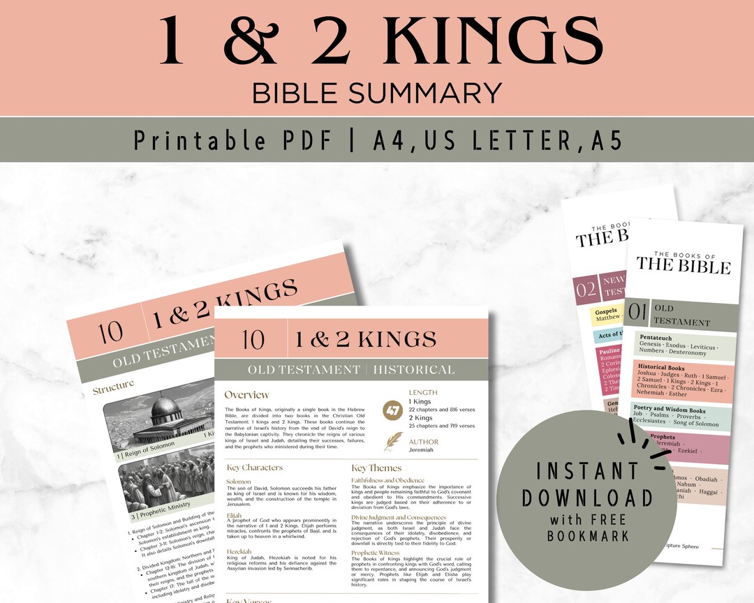 1-2 Kings Bible Study Printable Cheat Sheet | Old Testament Summary ...