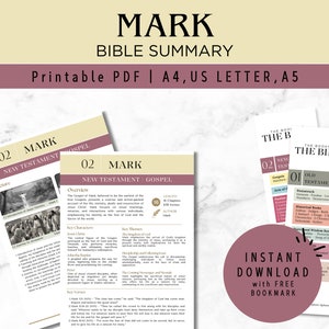 Mark Bible Study Printable Cheat Sheet | New Testament Summary ...