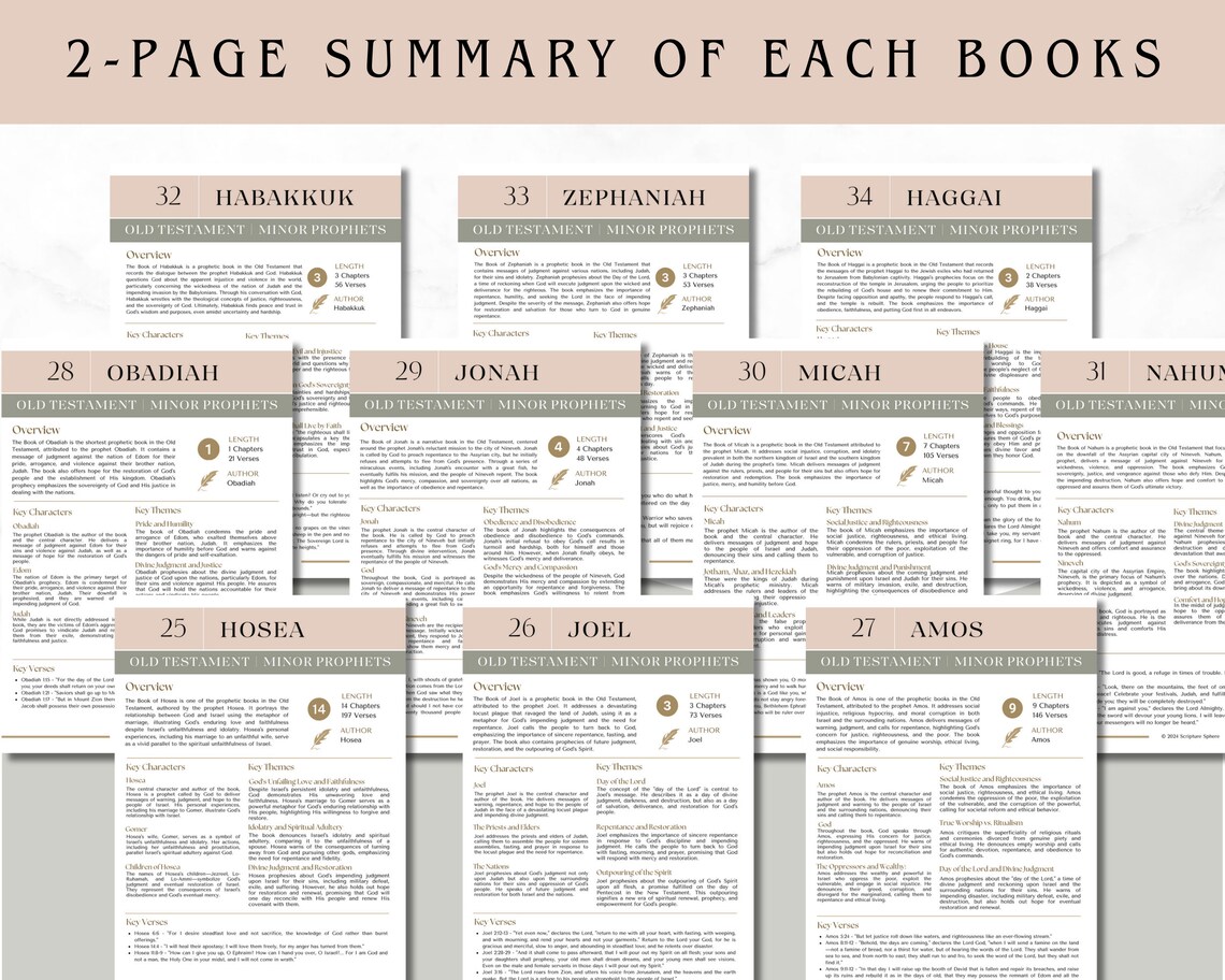 Minor Prophets Bible Study Bundle Printable Cheat Sheet | Old Testament ...