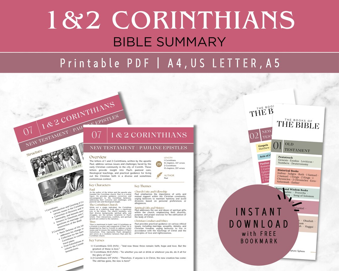 Corinthians Bible Study Printable Cheat Sheet | Bible Summary ...