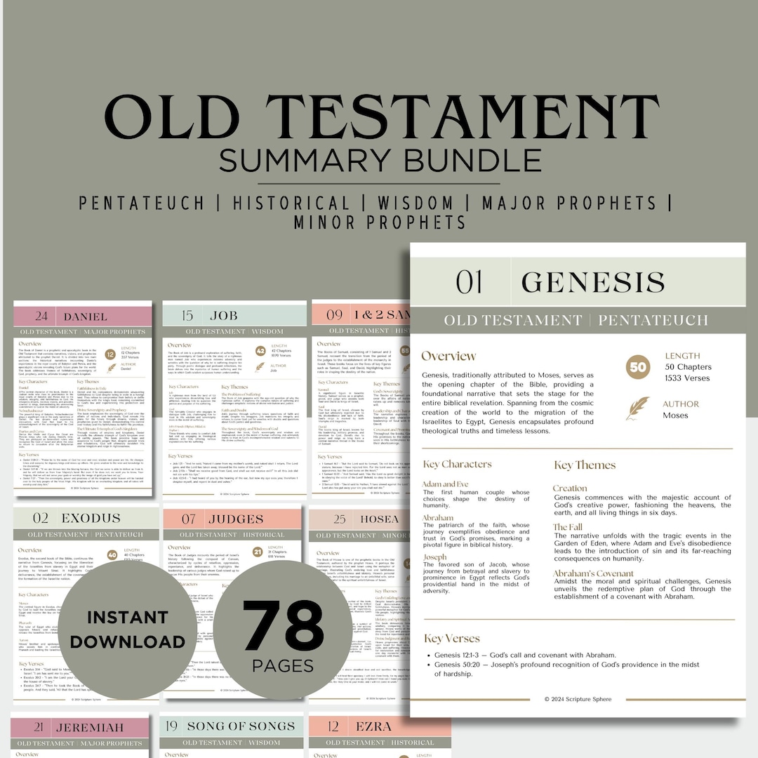 Old Testament Bible Study Guide PDF | 39 Books Bible Summary Printable ...