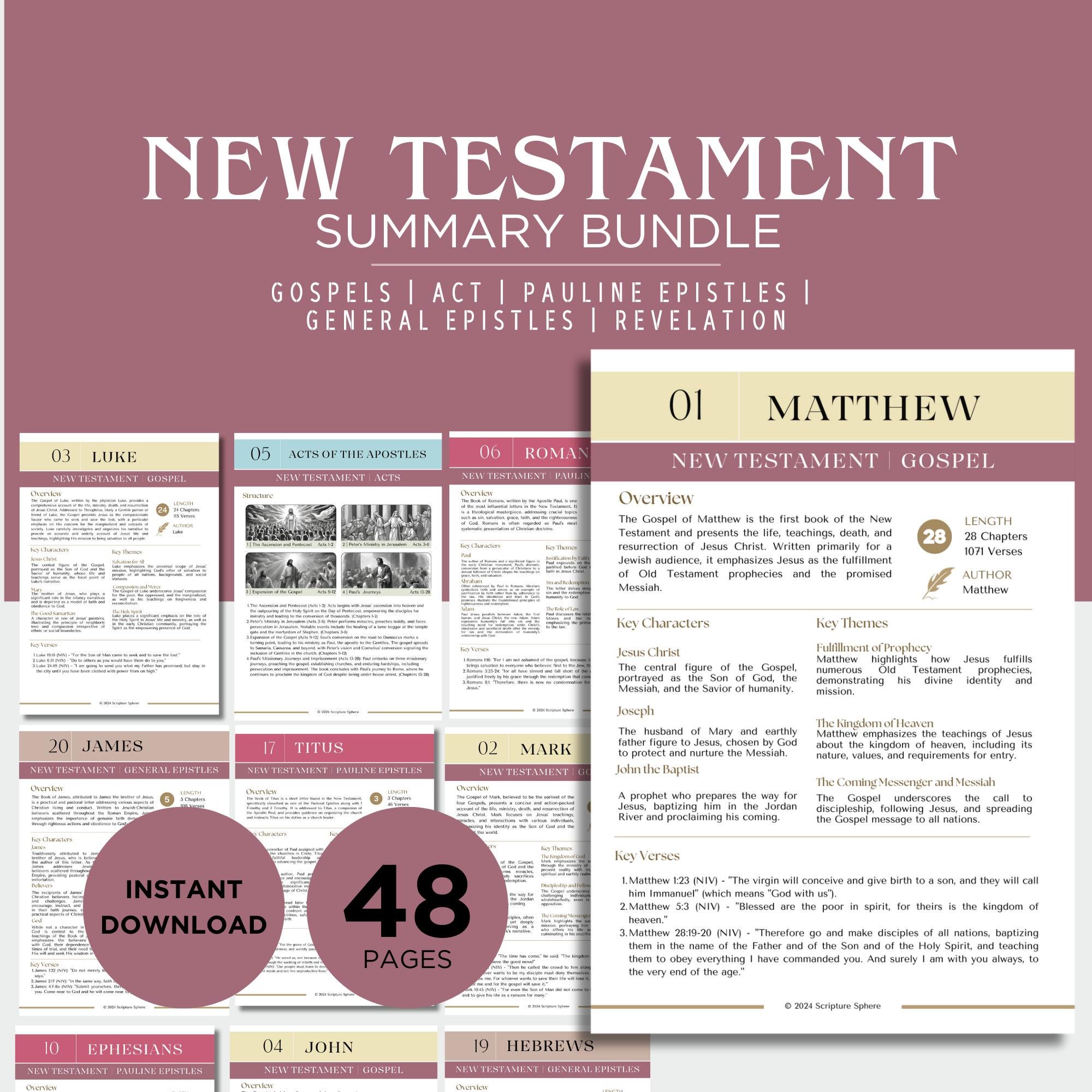 New Testament Bible Study Guide PDF | 27 Books Summary Printable ...