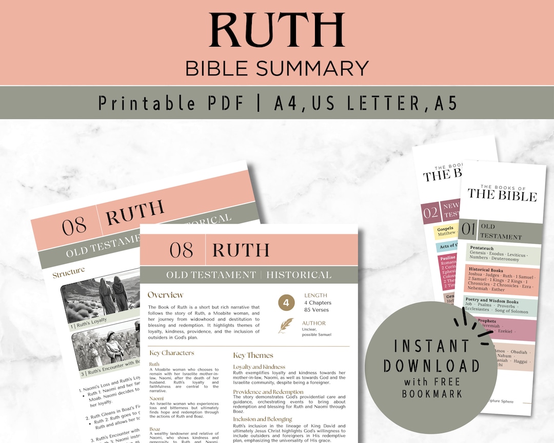 Ruth Bible Study Printable Cheat Sheet | Old Testament Summary ...
