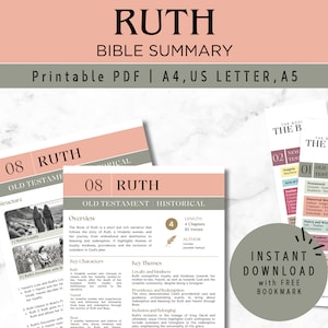 Ruth Bible Study Printable Cheat Sheet Old Testament Summary Christian ...