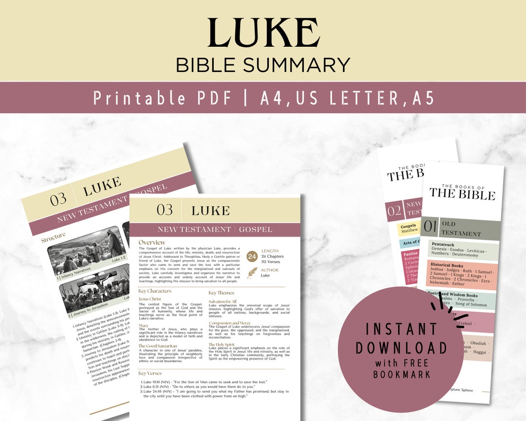 Luke Bible Study Printable Cheat Sheet | New Testament Summary ...